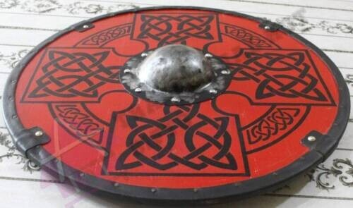 Medieval Shield Viking Shield 24" Wooden Heavy Metal Round Wall Shield ...