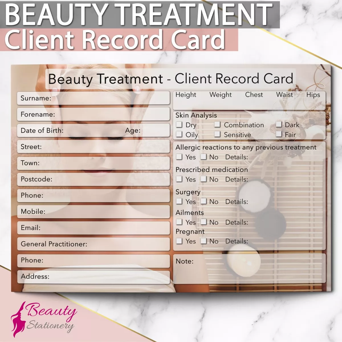 Makeup Client Record Card Saubhaya Makeup