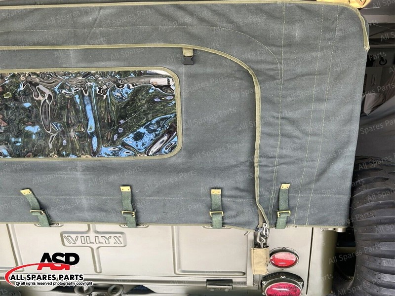 SUMMER SOFT TOP CANVAS FOR JEEP WILLYS CJ3B 1953-1964- Correct Olive ...
