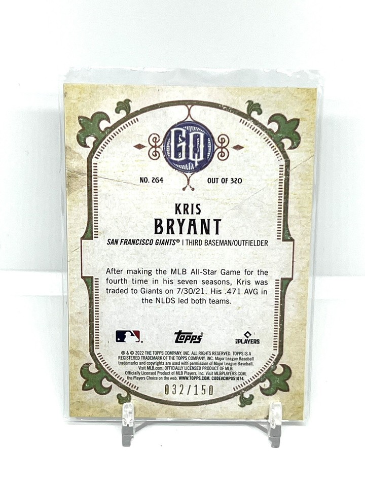 Kris Bryant 2022 Topps Gypsy Queen #264 Indigo Chrome Refractor SP /150 ...