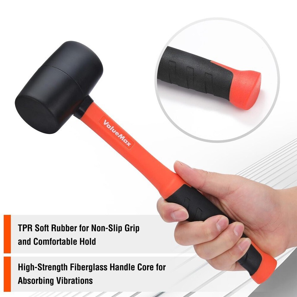 ValueMax 8oz Rubber Mallet Hammers Double-Faced Soft Mallet w ...