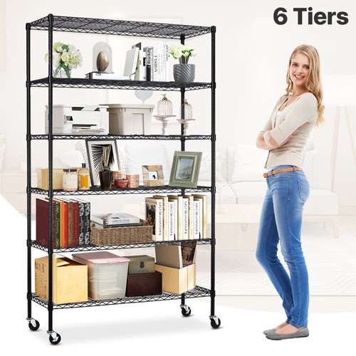 6 Tier Wire Shelving Unit Adjustable Heavy Duty Metal Shelf Storage ...