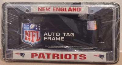NFL New England Patriots Metal Chrome License Plate Frame- Car Auto Tag ...