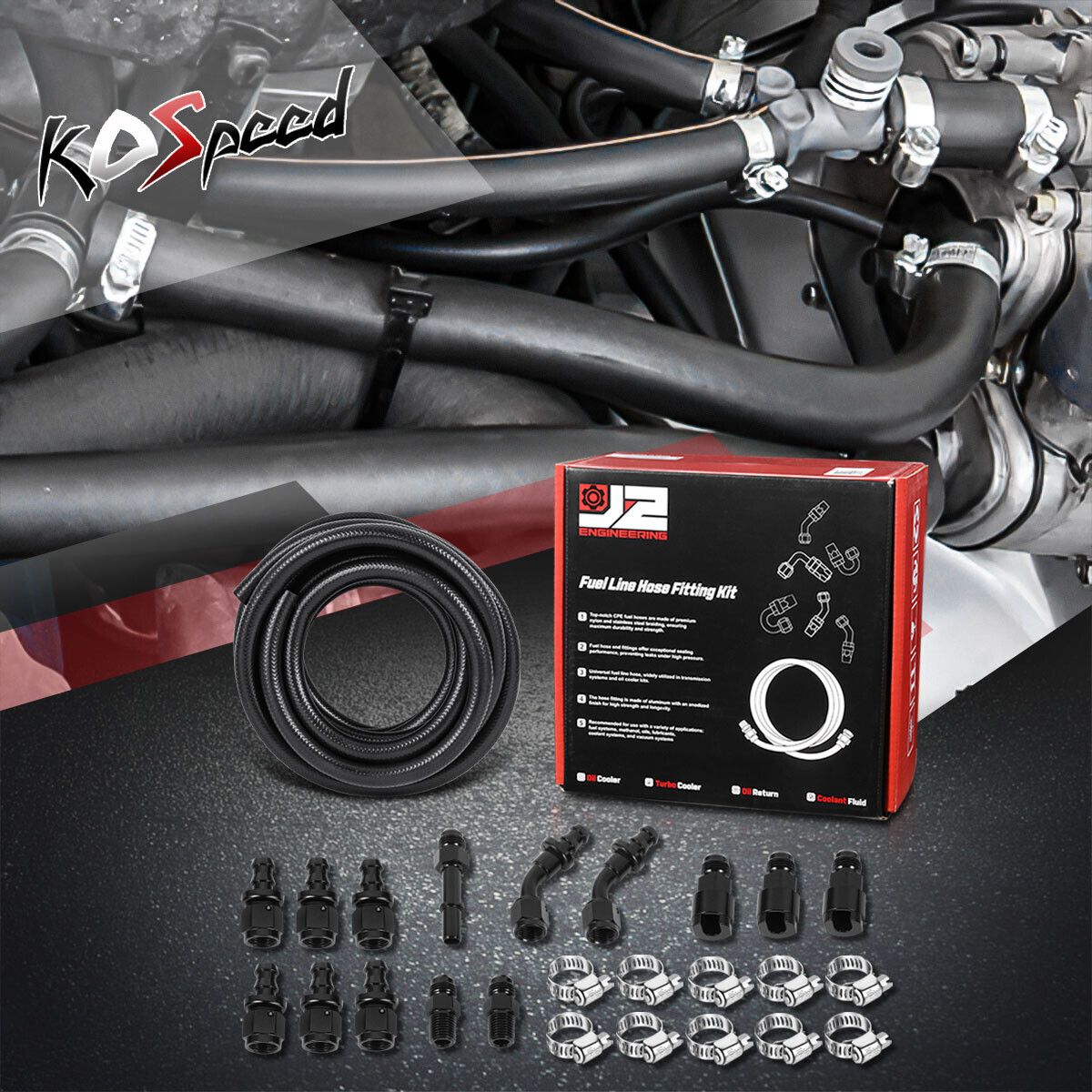 J2 1/4" 5/16" 3/8" Flexible Oil Fuel Hose Line NBR Rubber 25FT 6AN ...