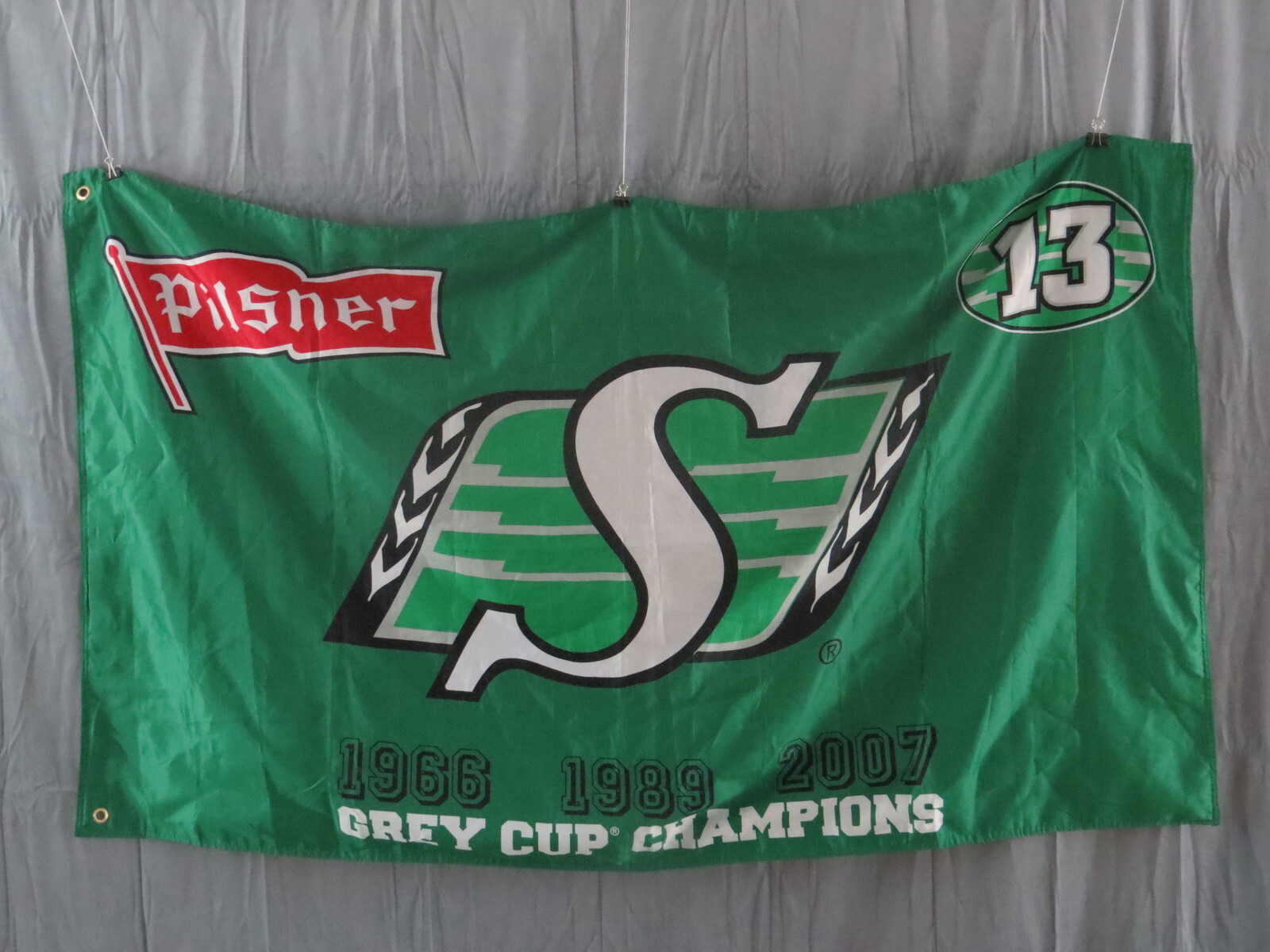 Saskatchewan Roughriders Flag - Pilsner Grey Cup Champions - Double ...