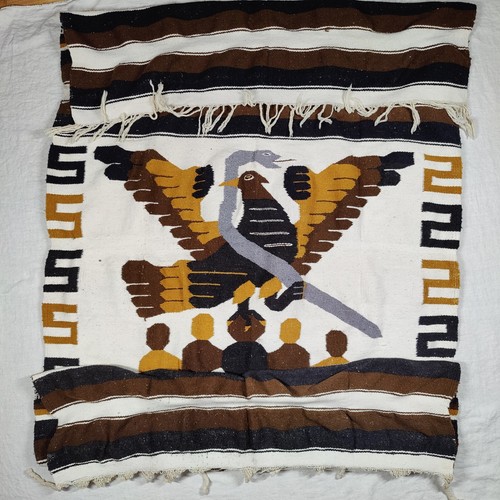 Vintage Folk Art Latin American Mexican Blanket Weaving Wool Kilim Rug ...