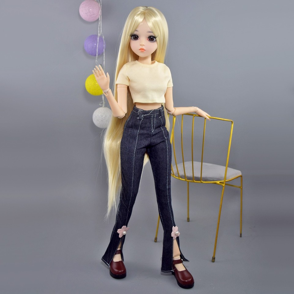 24" BJD Doll 1/3 Ball Jointed Female Body SD Dolls Soft Blonde Wig DIY ...