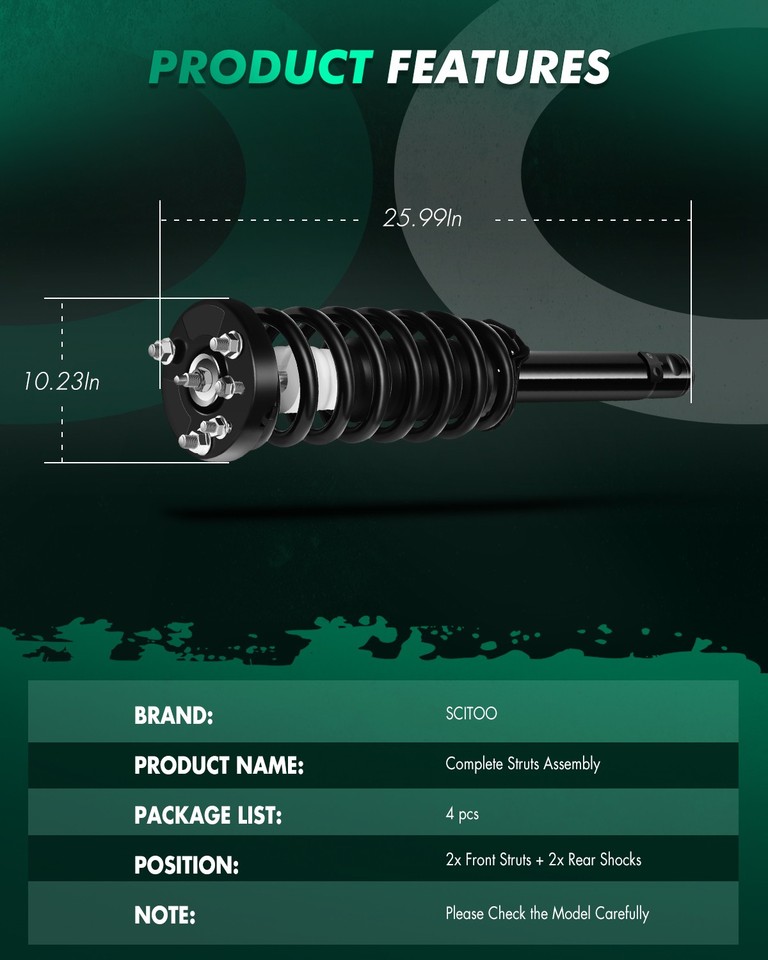 Front Complete Struts Spring Assembly Rear Shock For 2006 - 2011 Toyota ...