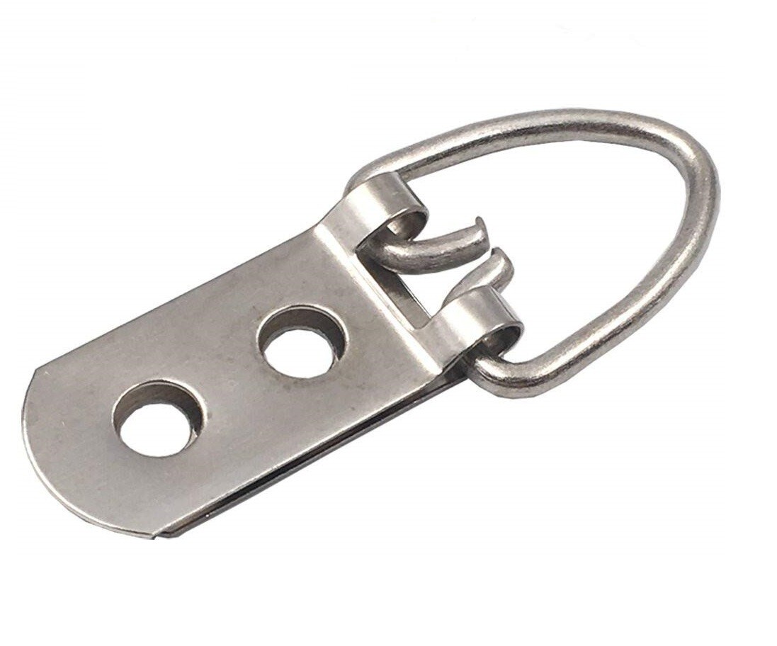 NICKEL HEAVY DUTY D RING HANGER 58mm / 2.3" 20kg MIRROR PICTURE HOOK ...