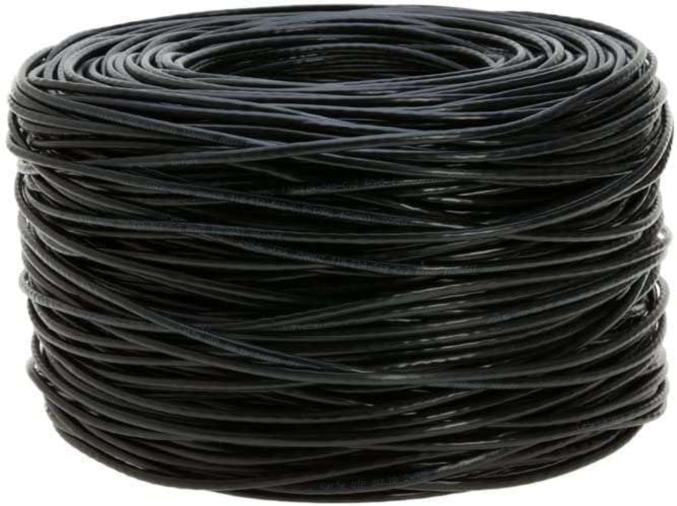 1000Ft Plenum Black Cat5E Solid 24AWG Shielded Cable Cat5 Bulk Pull Box ...