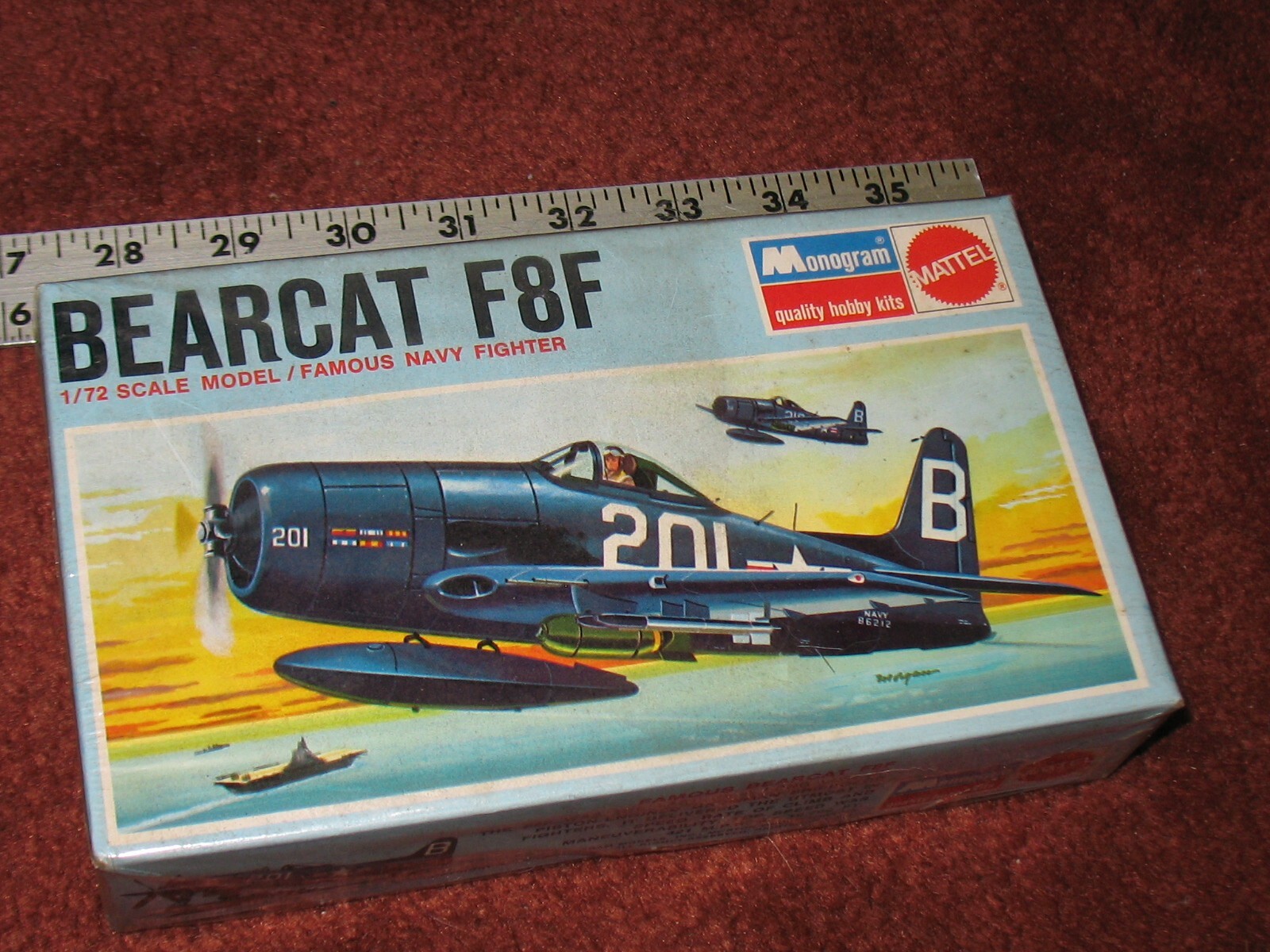 1970 VINTAGE MONOGRAM F8F BEARCAT MODEL AIRCRAFT KIT - 1:72, Sealed in ...