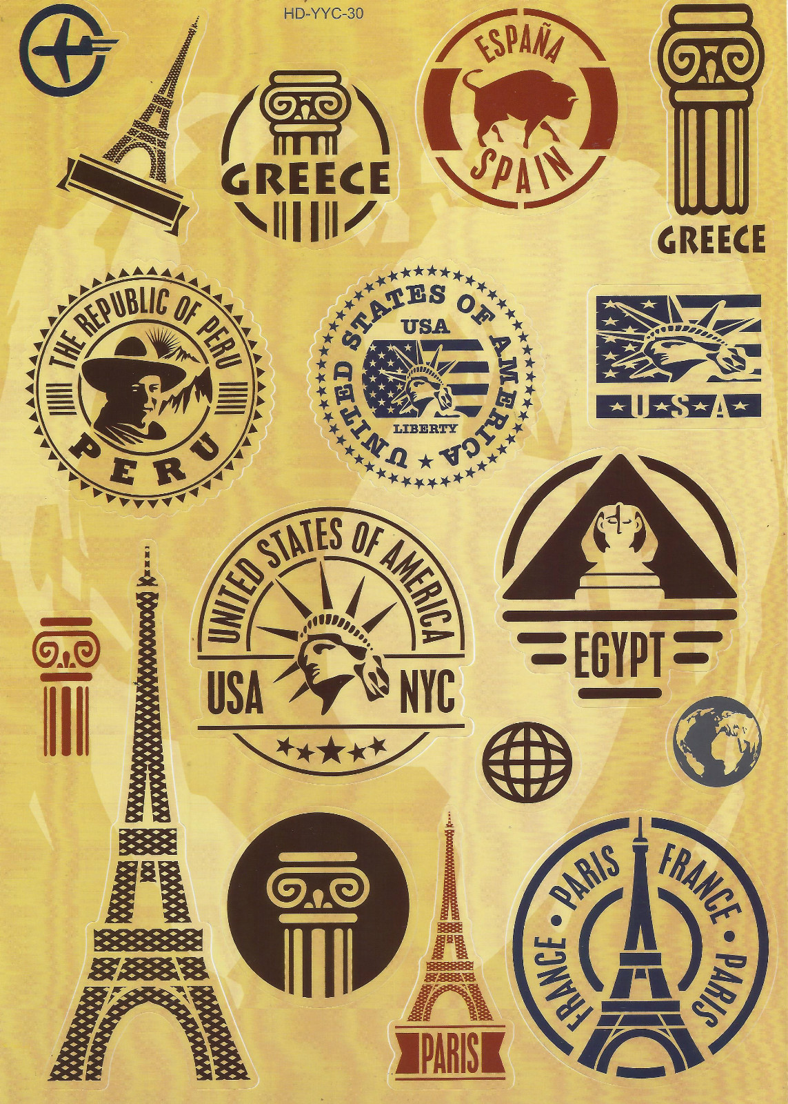 Sticker Decal Sticker Set " Travel International - Suitcase, Laptop ...