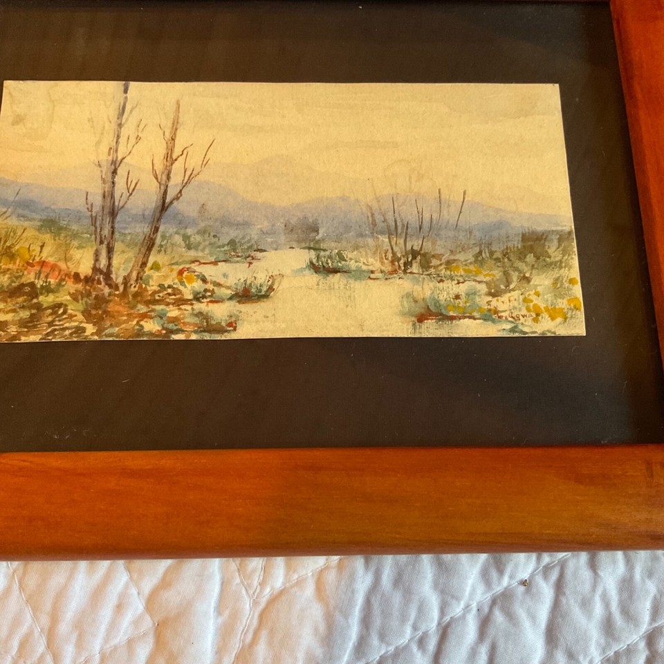 VINTAGE landscape original PAINTING watercolor hand painted desert | eBay