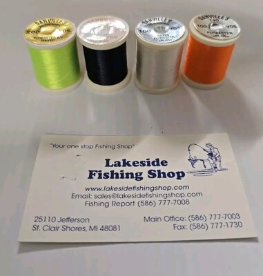 4 SPOOLS DANVILLE'S WAXED/NONWAXED FLYMASTER FLY FISHING THREAD 70 ...