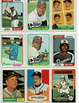LOT OF 9 BRAVES TOPPS Baseball Cards FROM 60'S & 70'S IN EX - N MT | eBay