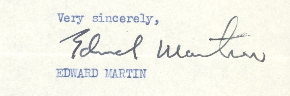Senator Edward Martin Signed Letter | eBay