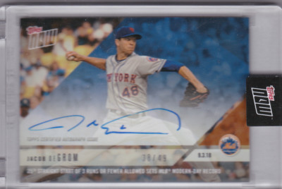 2018 Topps Now Autograph JACOB DEGROM #685B Blue Variation #38/49 Mets ...