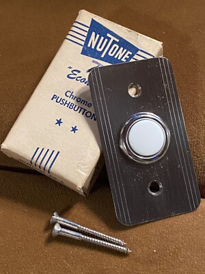 Nutone USA PB-6 Ribbed Lines CHROME Push Button Door Bell MCM Vtg 1950s ...