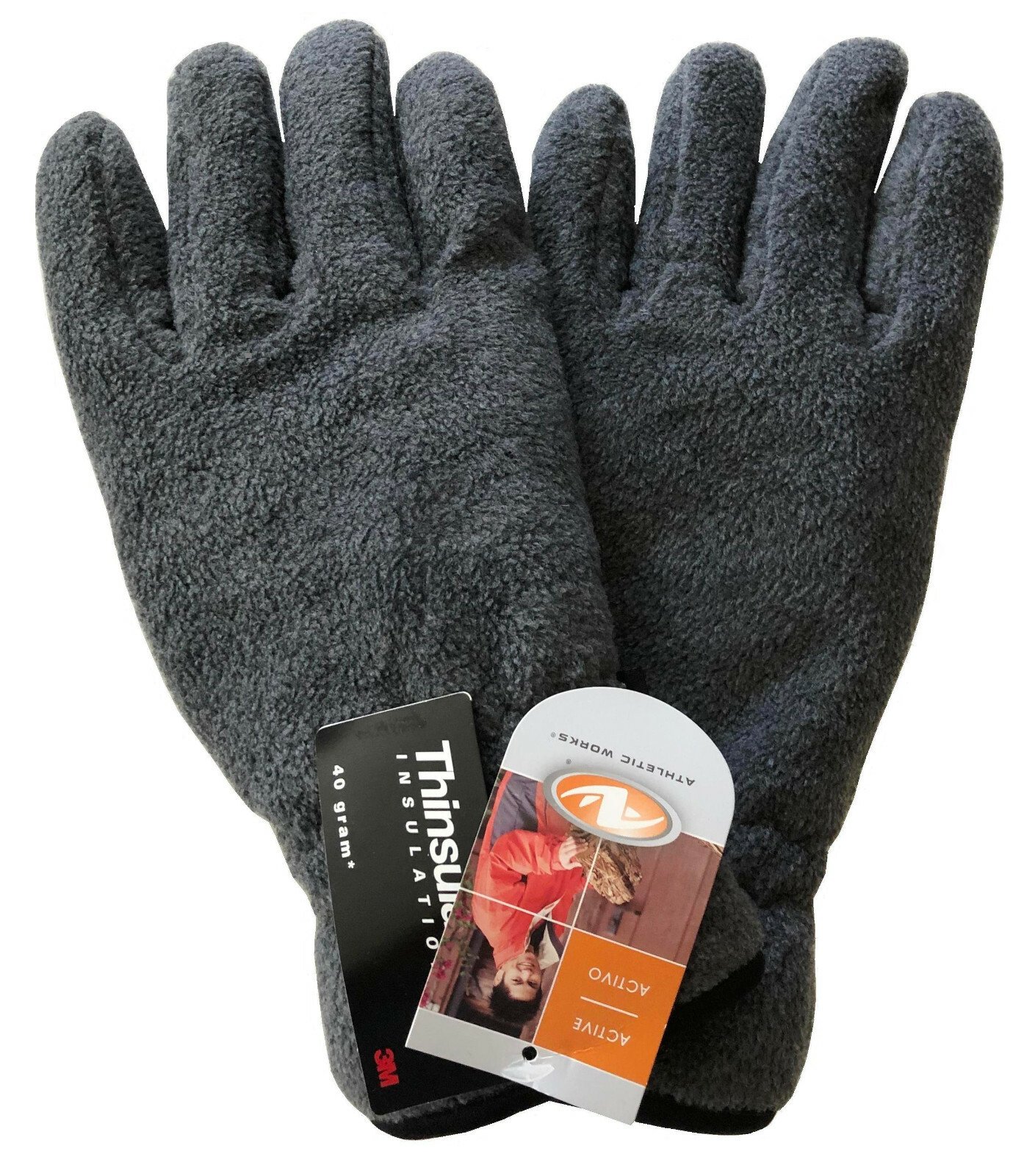 Mens 3M Charcoal Thinsulate Insulation 40 Gram Winter Fleece Gloves ...