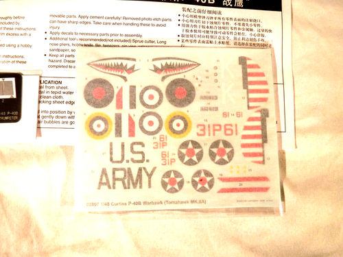 1:48 Trumpeter USAAC Curtiss P 40B Warhawk Tomahawk IIA w/ PE Parts ...