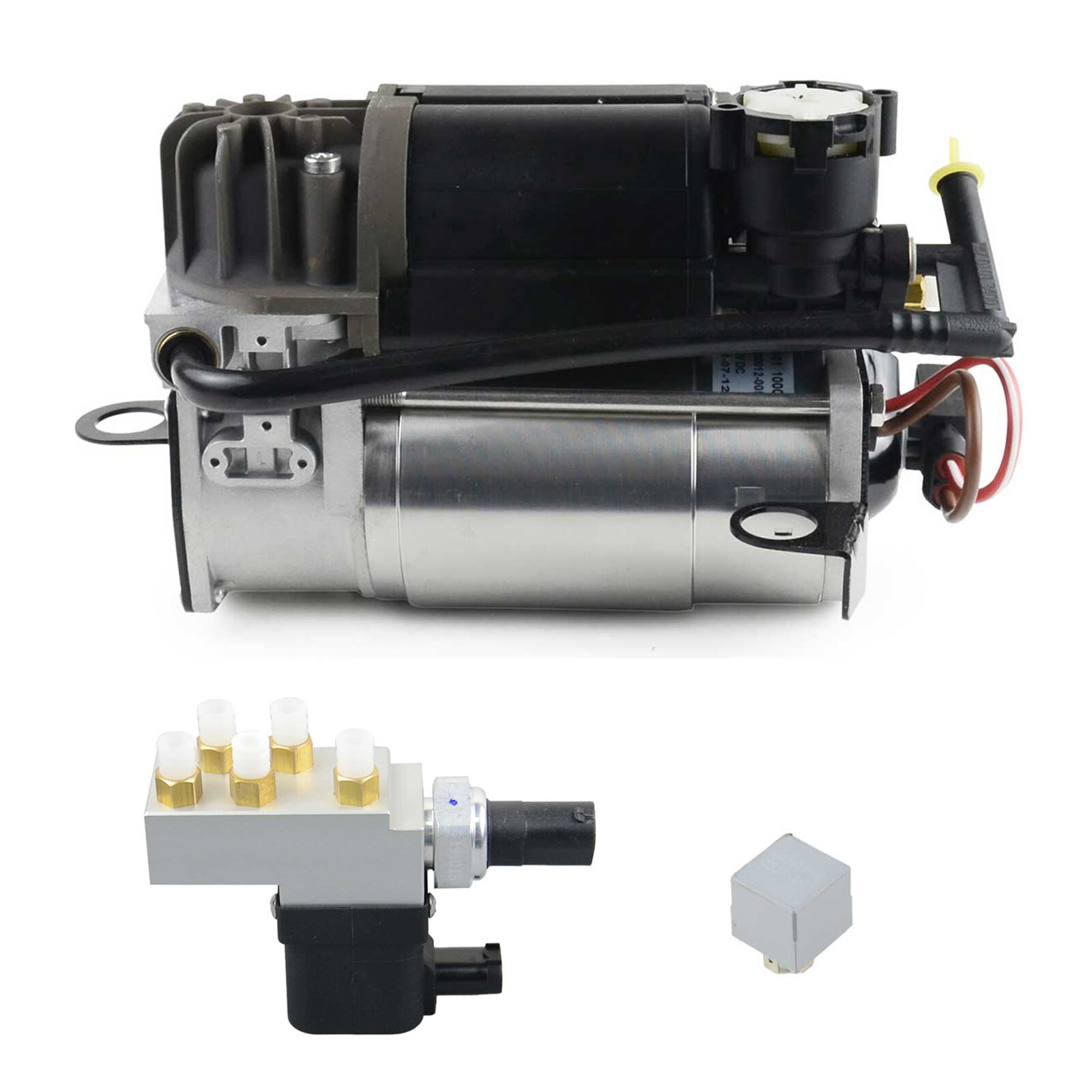 Air Suspension Compressor Pump + Relay + Valve Block For Mercedes-Benz ...