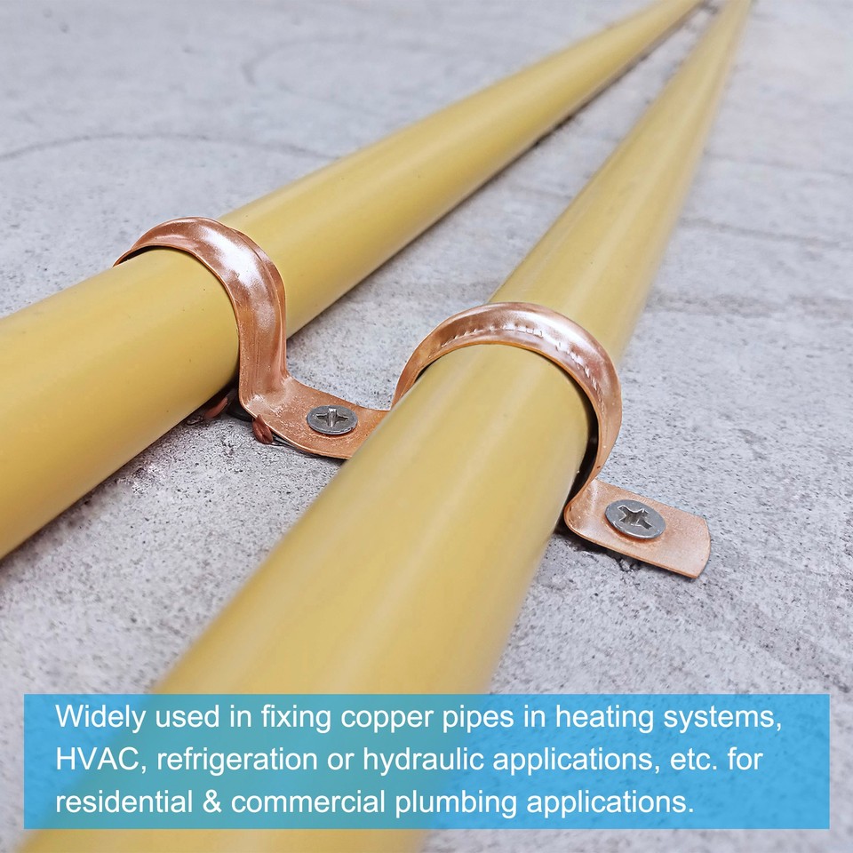 1-1/4" Copper Pipe Strap Fittings, 10 Pcs Two Holes Copper Pipe Clamp ...