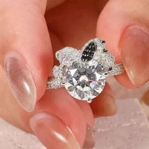 2.10Ct Lab Created Diamond Snoopy Women's Engagement Ring 14K White ...