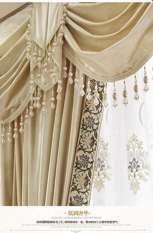 Italy high-grade silk velvet luxury thick solid cloth curtain valance ...