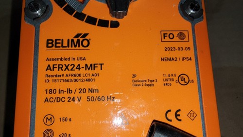 Belimo AFRX24-MFT Configurable Valve Actuator, Spring Return, AC/DC 24 ...