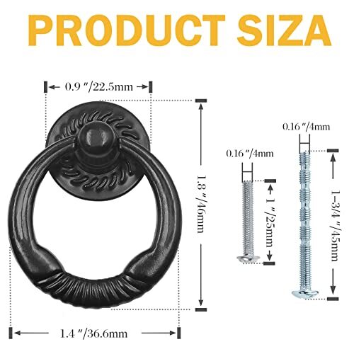6pcs Drop Drawer Pulls, Small Round Cabinet Handles, Metal Drawer Ring ...