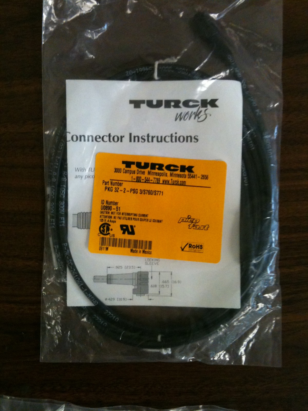 Turck PKG 3Z-2-PSG 3/S760/S771 Cordset 2 Meters | eBay