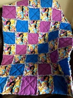 Disney Princess rag quilt Handmade purple and teal | eBay