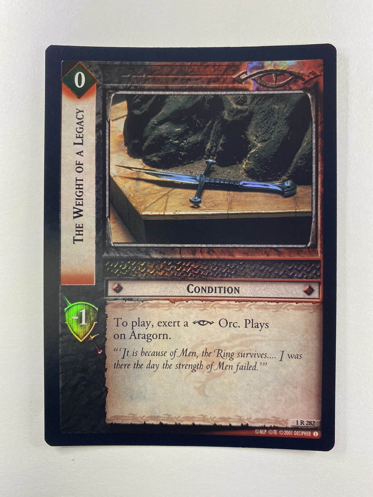 LOTR FOTR FELLOWSHIP The Weight of a Legacy 1R282 FOIL Unplayed 2001 ...