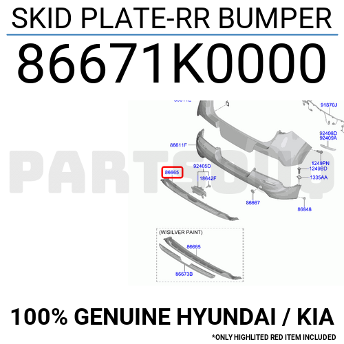 86671K0000 Genuine Hyundai / KIA SKID PLATE-RR BUMPER | eBay