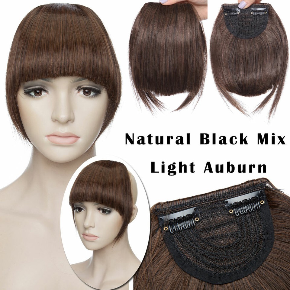 Straight Front Bangs Fringe Piece Clip In Hair Extensions Remy style ...