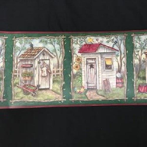 Outhouse Wall Border Prepasted Red Green #CUP3365 | eBay