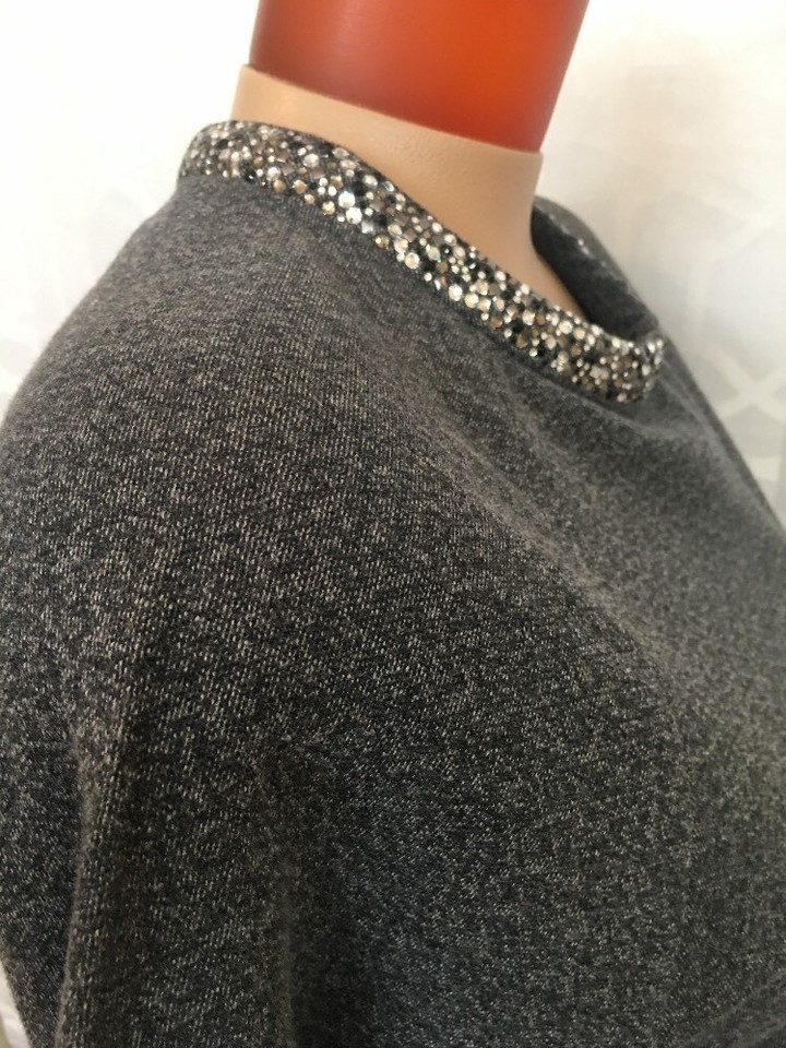 Majesticfilatures Top Gray Cotton Blend Jeweled Collar NWT $298 Size 1 ...