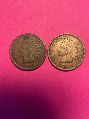 1905 1909 Indian Head Cent Penny Set Lot All 2 Coins HG105 | eBay