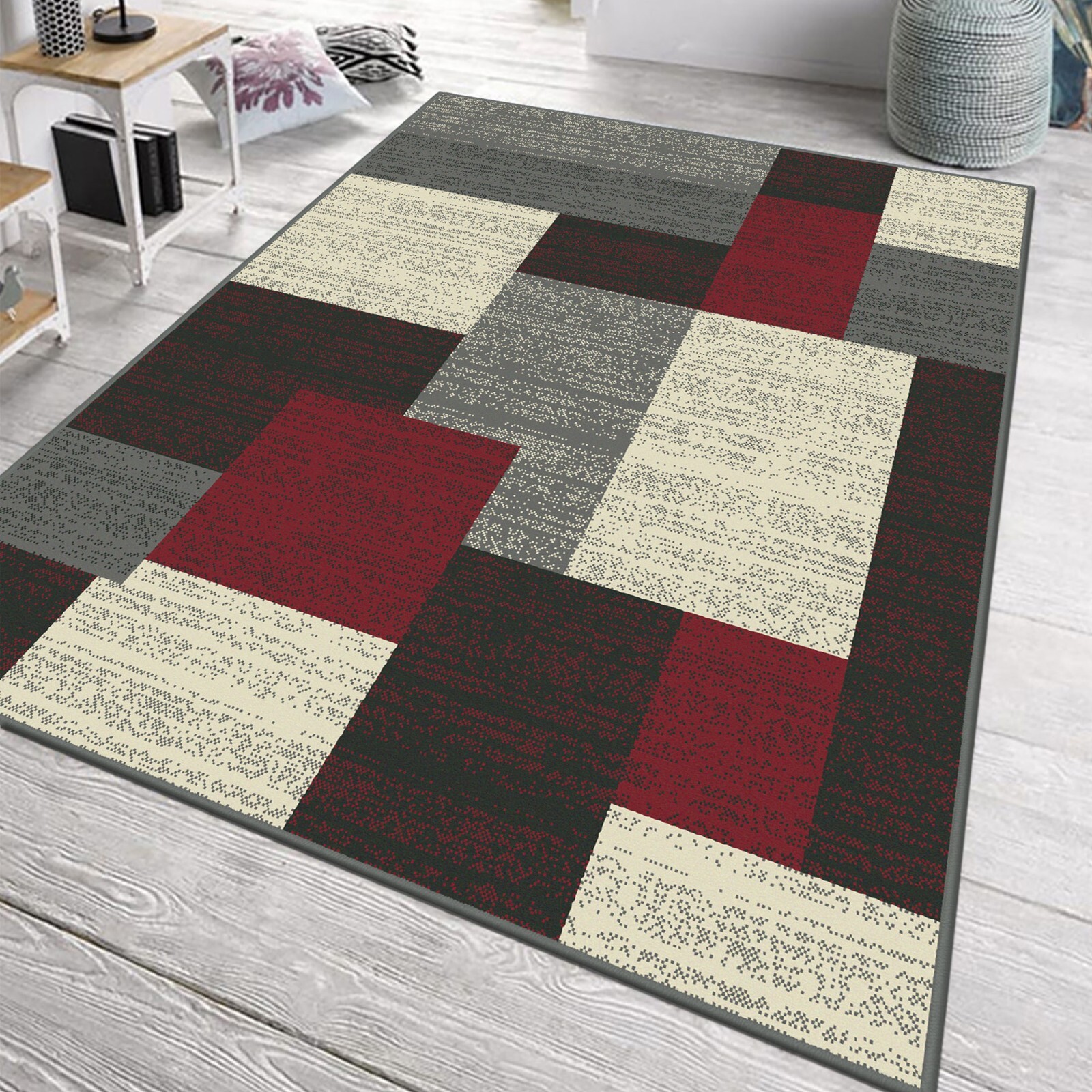 Modern Geometric Rug Living Room Bedroom Carpet Small Large Short Pile ...