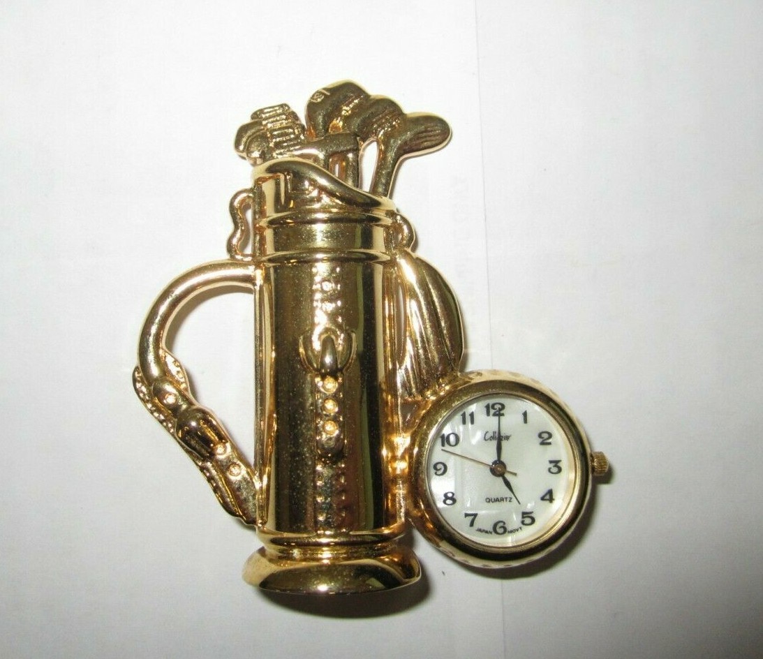 Quartz Mother of Pearl Gold Pocket Watch By Collezio 2.5" Golf Bag | eBay