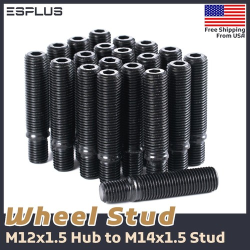 [20]Black Extend Wheel Stud Coversion Lug Bolt-Nut 12x1.5 Hub to 14x1.5 ...