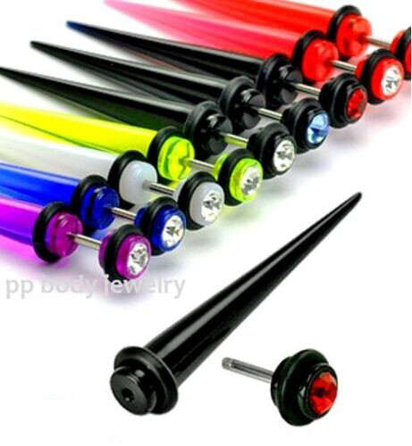 PAIR 4G Gem Top UV Acrylic Fake Taper with O-Rings Ear Cheater Plugs | eBay
