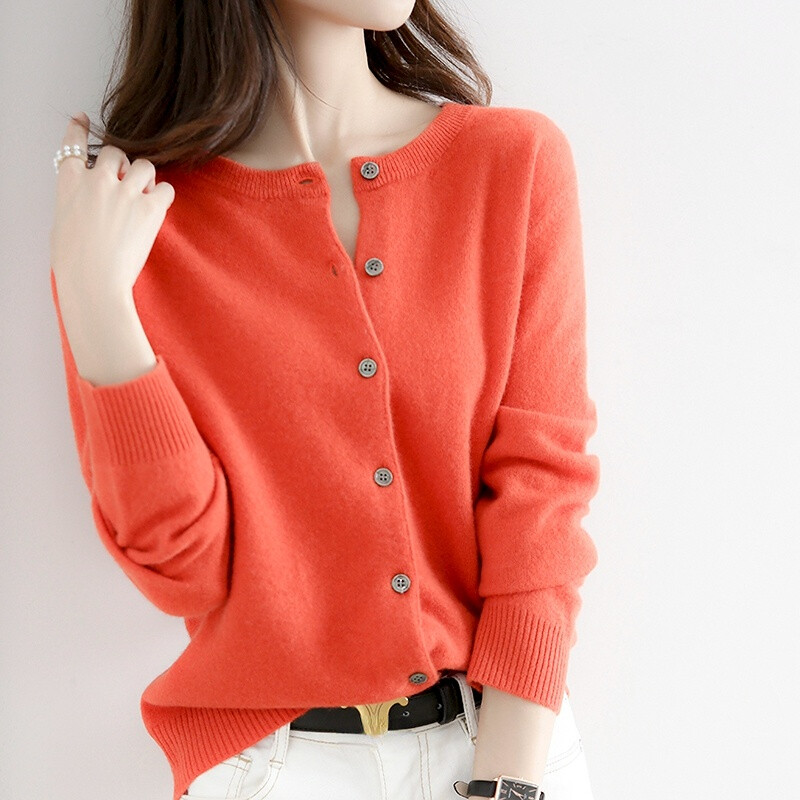 Woman Slim Knitted Cardigan Faux Cashmere Sweater Jumper Crochet Tops ...