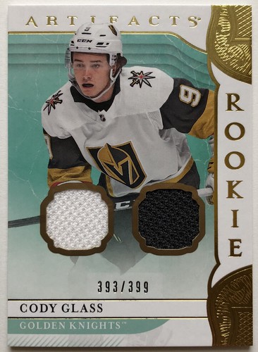 2019-20 UD ARTIFACTS ROOKIE GOLD DUAL JERSEY CODY GLASS RC SP #393/399 ...