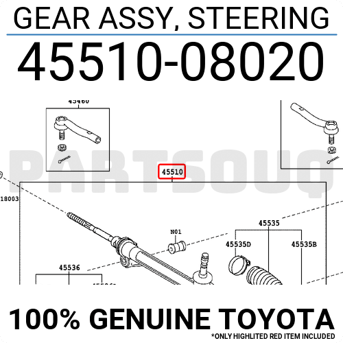4551008020 Genuine Toyota GEAR ASSY, STEERING 45510-08020 | eBay
