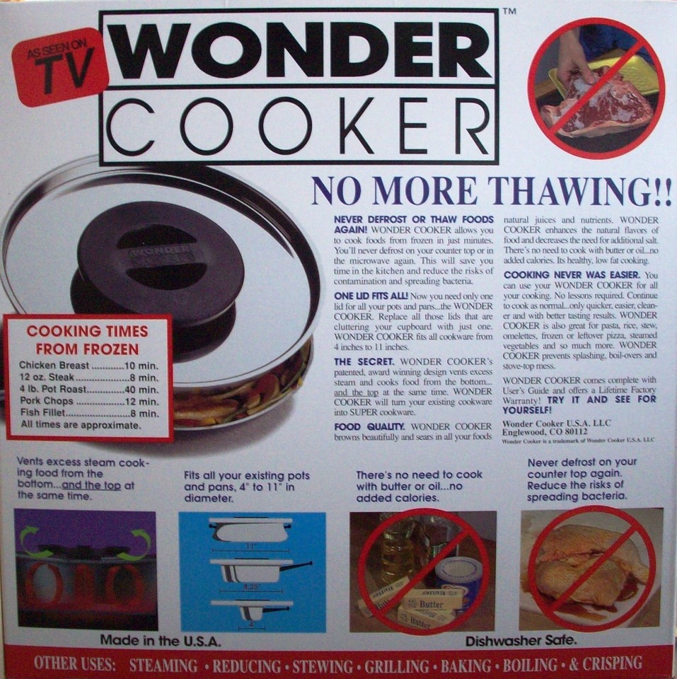WONDER COOKER MIRACLE LID NO MORE THAWING COOKS FROZEN FOOD in MINUTES ...