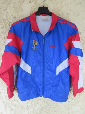 Veste ADIDAS équipe de FRANCE EURO 1992 vintage FFF football jacket 140 ...