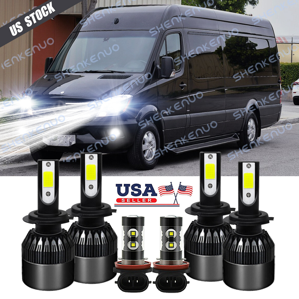 For Mercedes-Benz Sprinter 2500 3500 2011-2018 LED Headlight & Fog ...