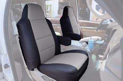 FORD EXCURSION 2000-2005 BLACK/GREY LEATHER-LIKE CUSTOM MADE FRONT SEAT ...