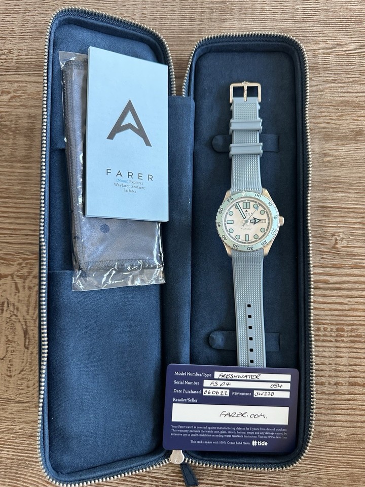 Farer Freshwater Automatic Dive Watch 20ATM Stainless Steel Blue Rubber ...